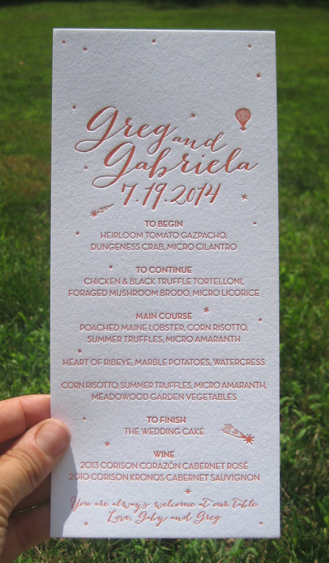 Classic Chic Custom Letterpress Wedding Menu - Etsy