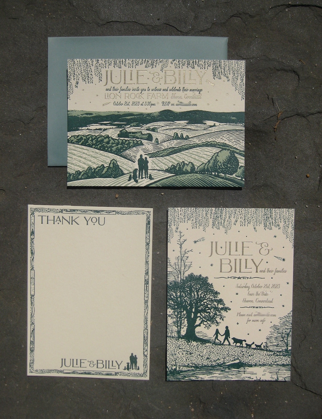 Strawberry Fields Forever Letterpress Wedding Invitation Suite ...