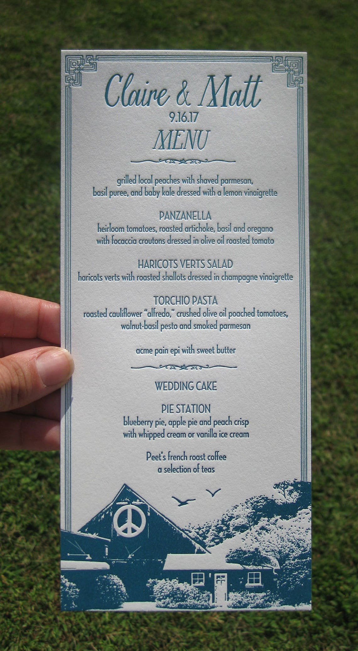 Custom Letterpress Wedding Menu With Customizable Location | Etsy