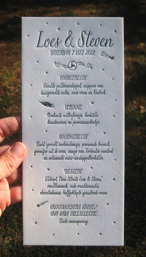 Custom Letterpress Wedding Menu With Customizable Location | Etsy