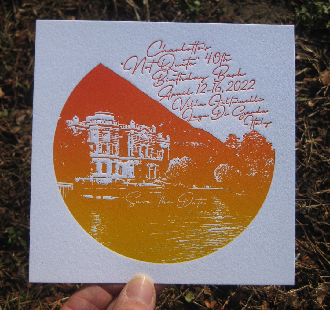 Stunning Sunset Fade Destination Wedding (or Party) Custom Letterpress ...
