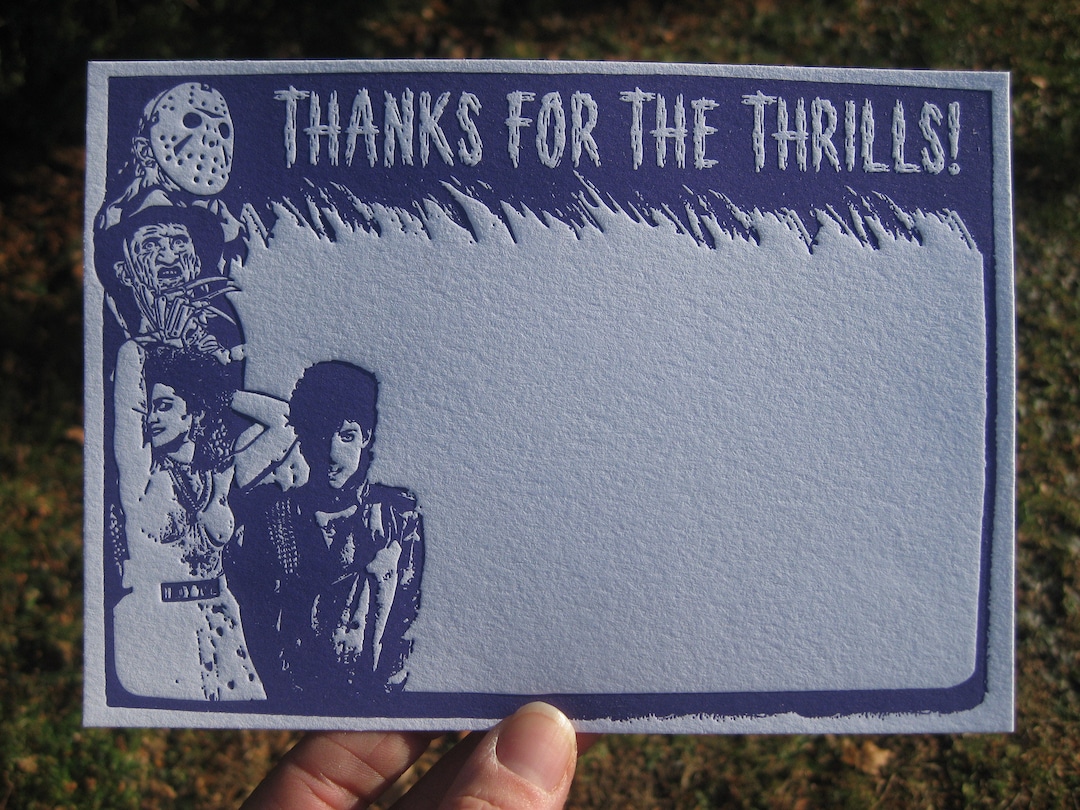 Horror Movie Inspired Letterpress Thank You Notecard - Etsy