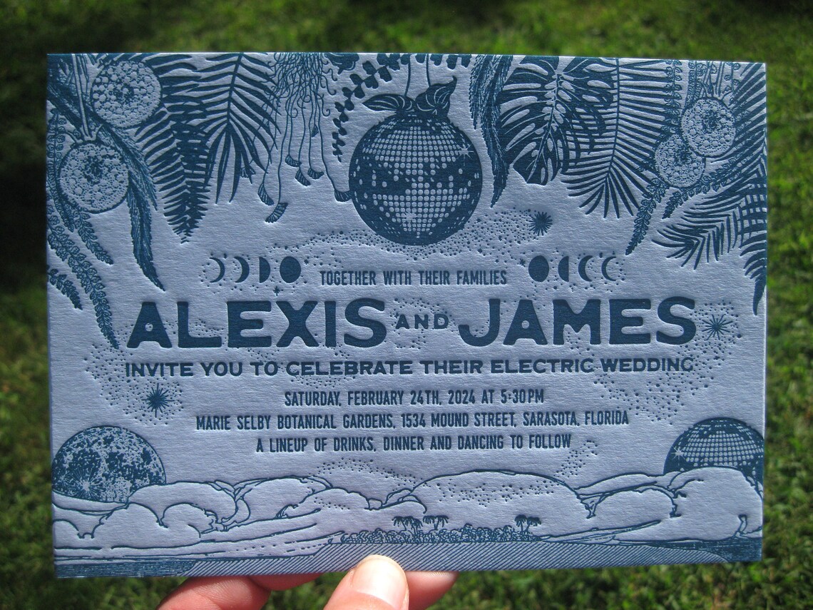 Electric Wedding Custom Letterpress Wedding Invitation Suite - Etsy