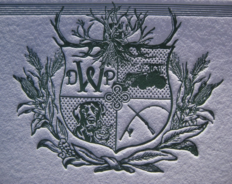 Modern Family Crest Custom Letterpress Notecards - Etsy