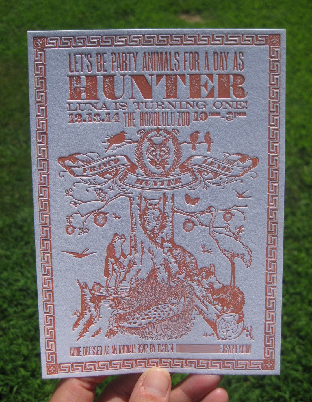 Wild Welcome Letterpress Children's Birthday Party Invitation - Etsy