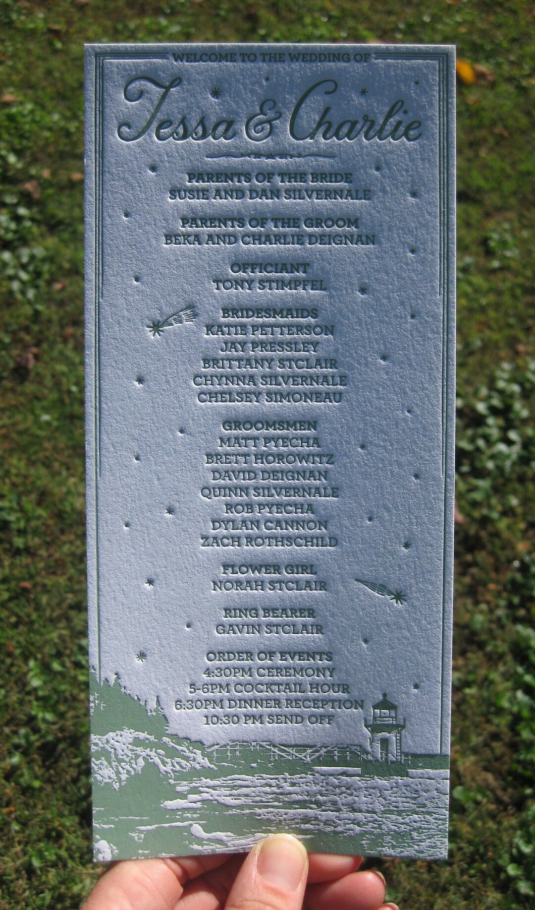 Coastal Maine Letterpress Wedding Program With Customizable Location ...