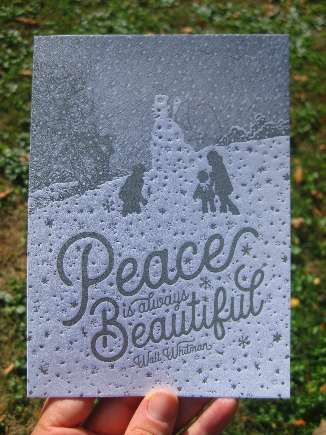 Peace is Always Beautiful Letterpress Holiday Card Pack of 5 - Etsy