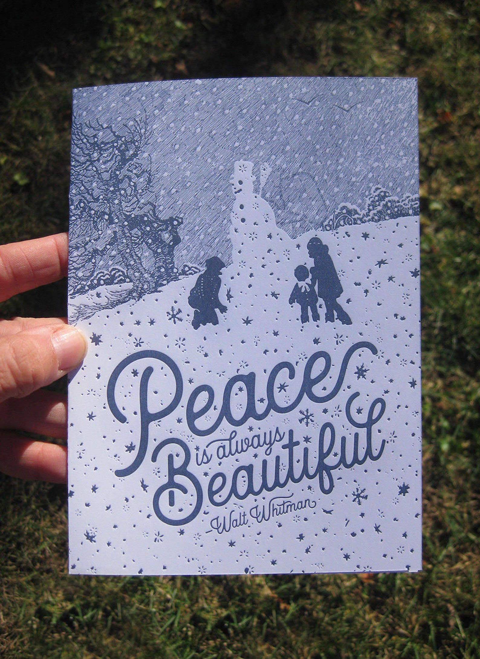 Peace is Always Beautiful Letterpress Holiday Card Pack of 5 - Etsy