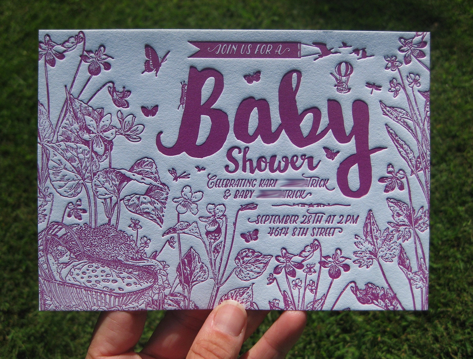 Garden Party Letterpress Baby Shower Invitation Suite - Etsy