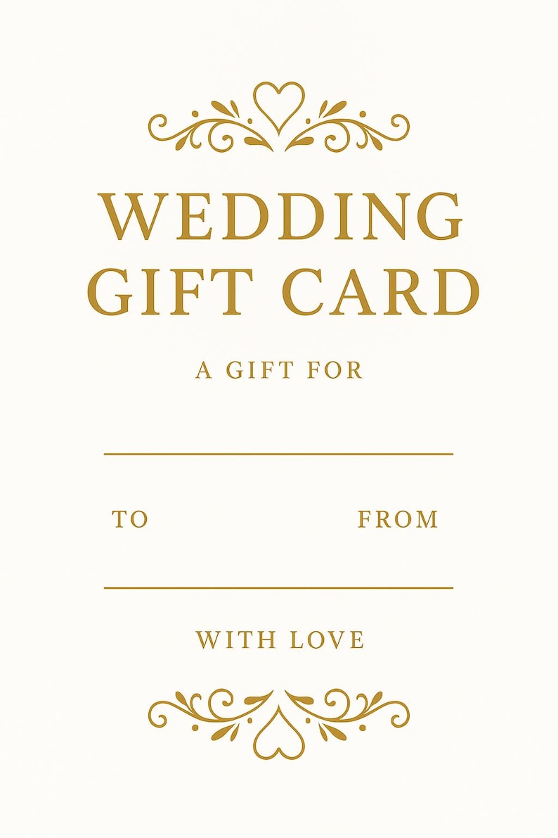 Wedding Gift Card | Printable Wedding Voucher | Simple Elegant Gift ...