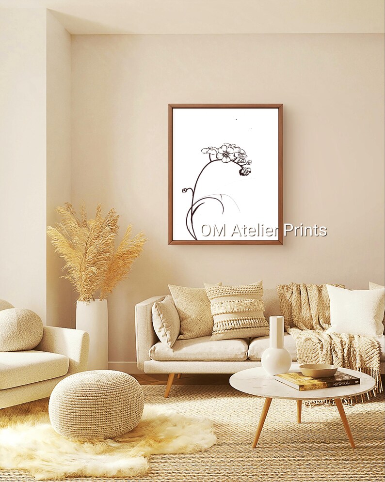 Forget-me-not Line Art Print: Minimalist Floral Illustration (digital ...