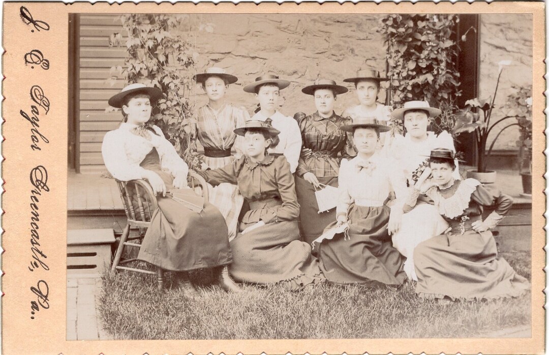 Vintage Antique Photo Women in Flat Brim Hats Early 1900s Original ...