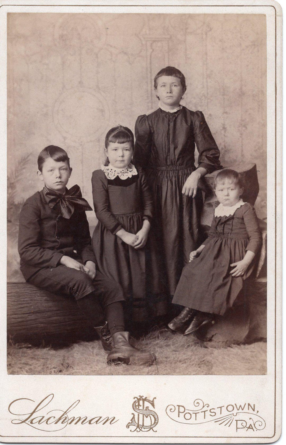 Antique Cabinet Card Photo - Late 1800s - Three Sisters and Brother ...