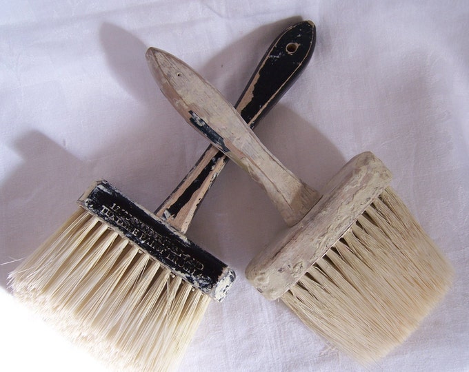 Vintage Whitewash Paint Brushes - Wood Handle - Two in Lot - Etsy