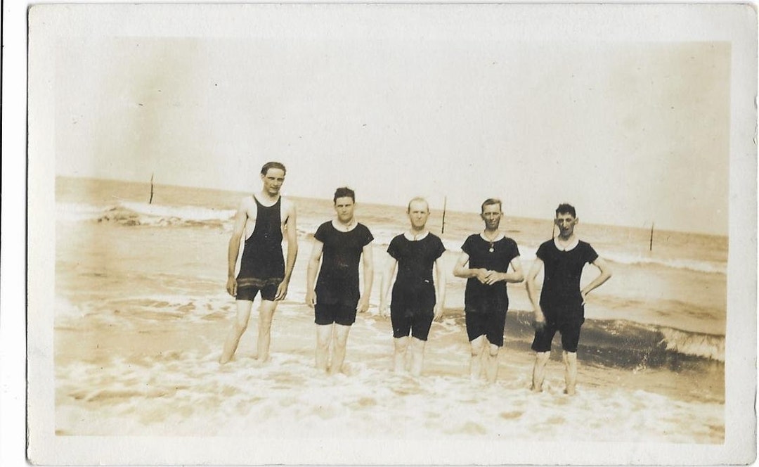 Antique RPPC Real Photo Postcard Men in Swimsuits 1904-1918 Original ...