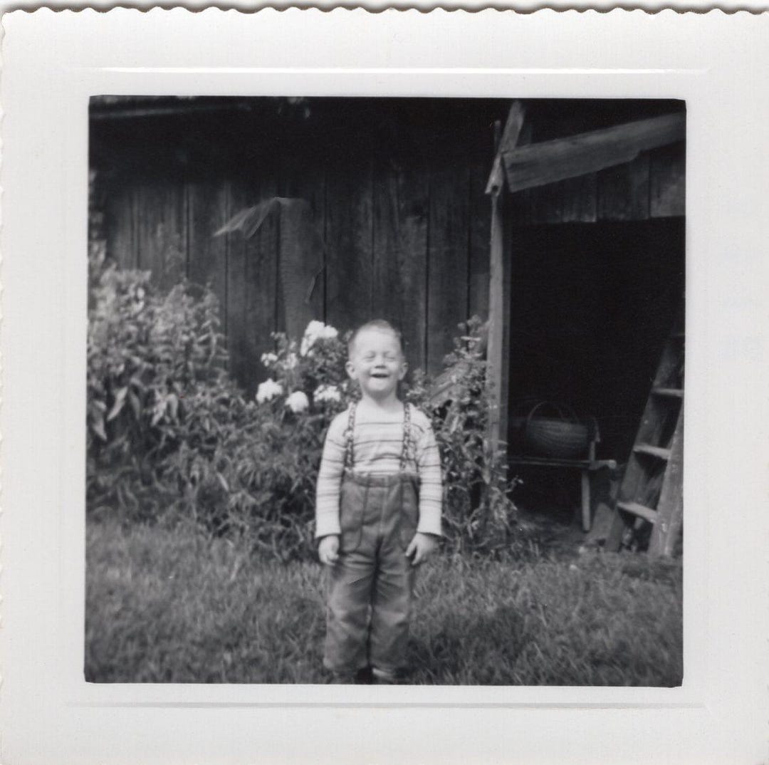 Vintage Photo - Cute Little Boy With Suspenders and a Smile - 1940s-50s ...