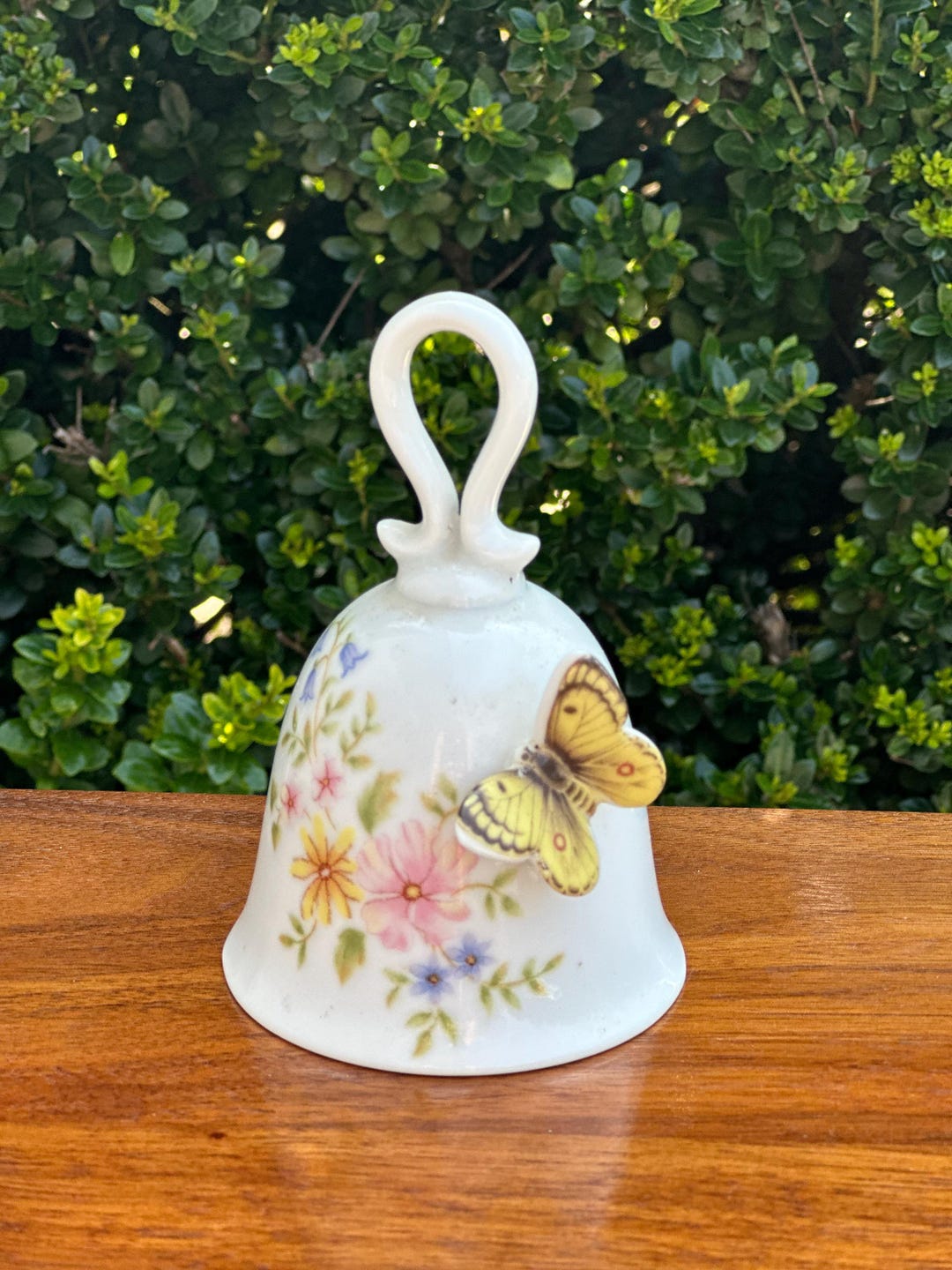 Vintage Ceramic Butterfly Floral Bell - Etsy