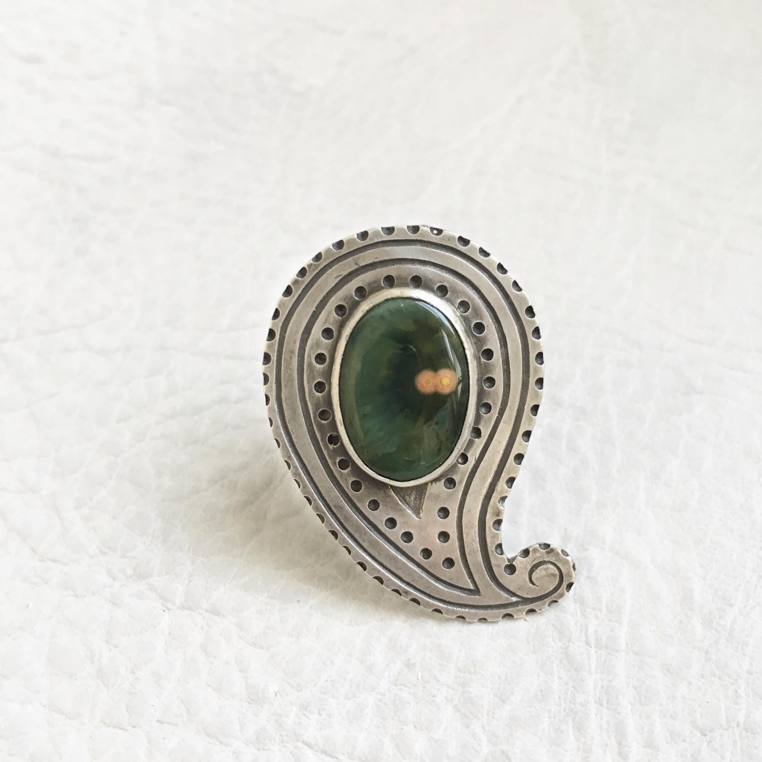Ocean Jasper Paisley Ring Sterling Silver Natural Green Jasper With ...