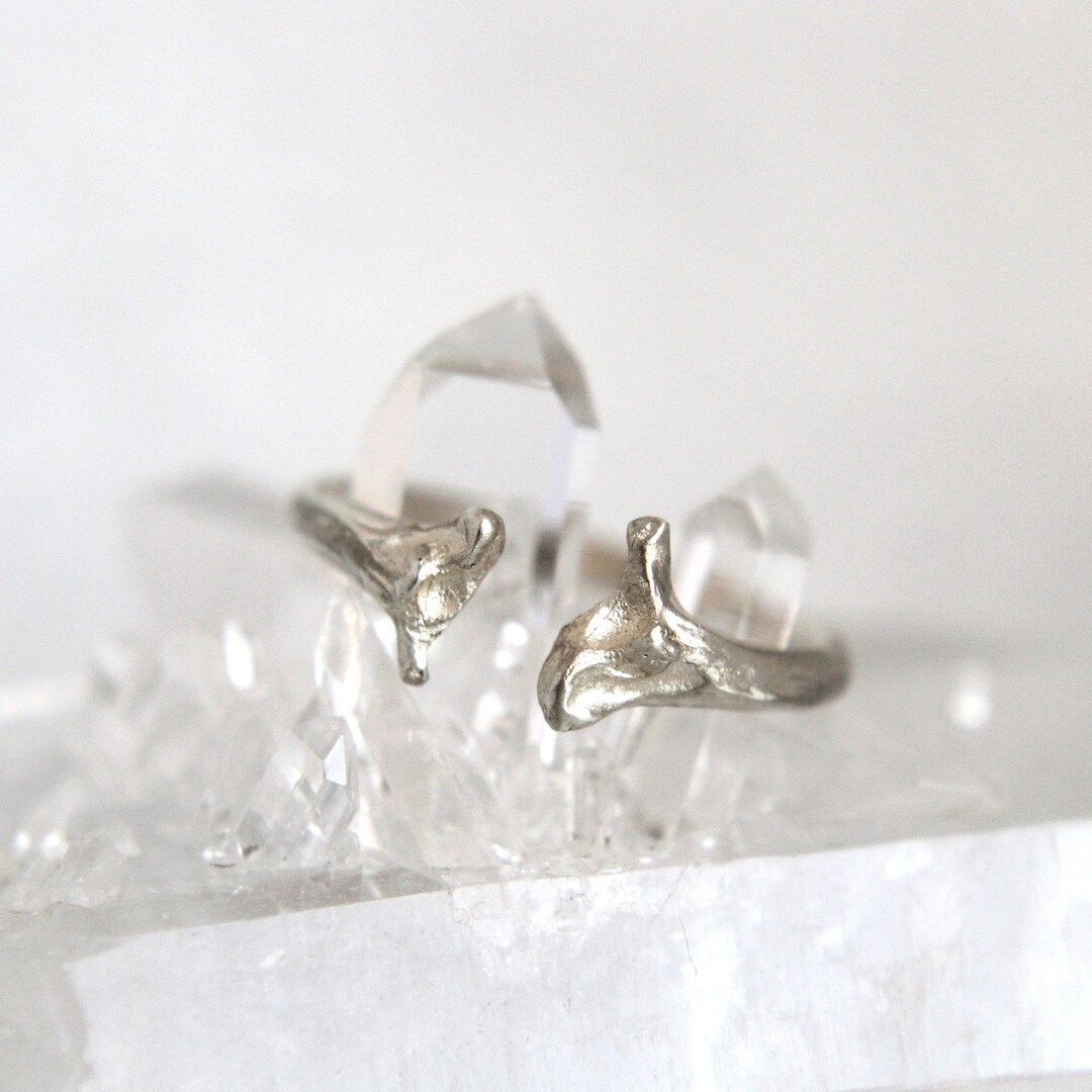 Made to Order 10k White Gold Snake Bones Ring Open Adjustable Nature ...