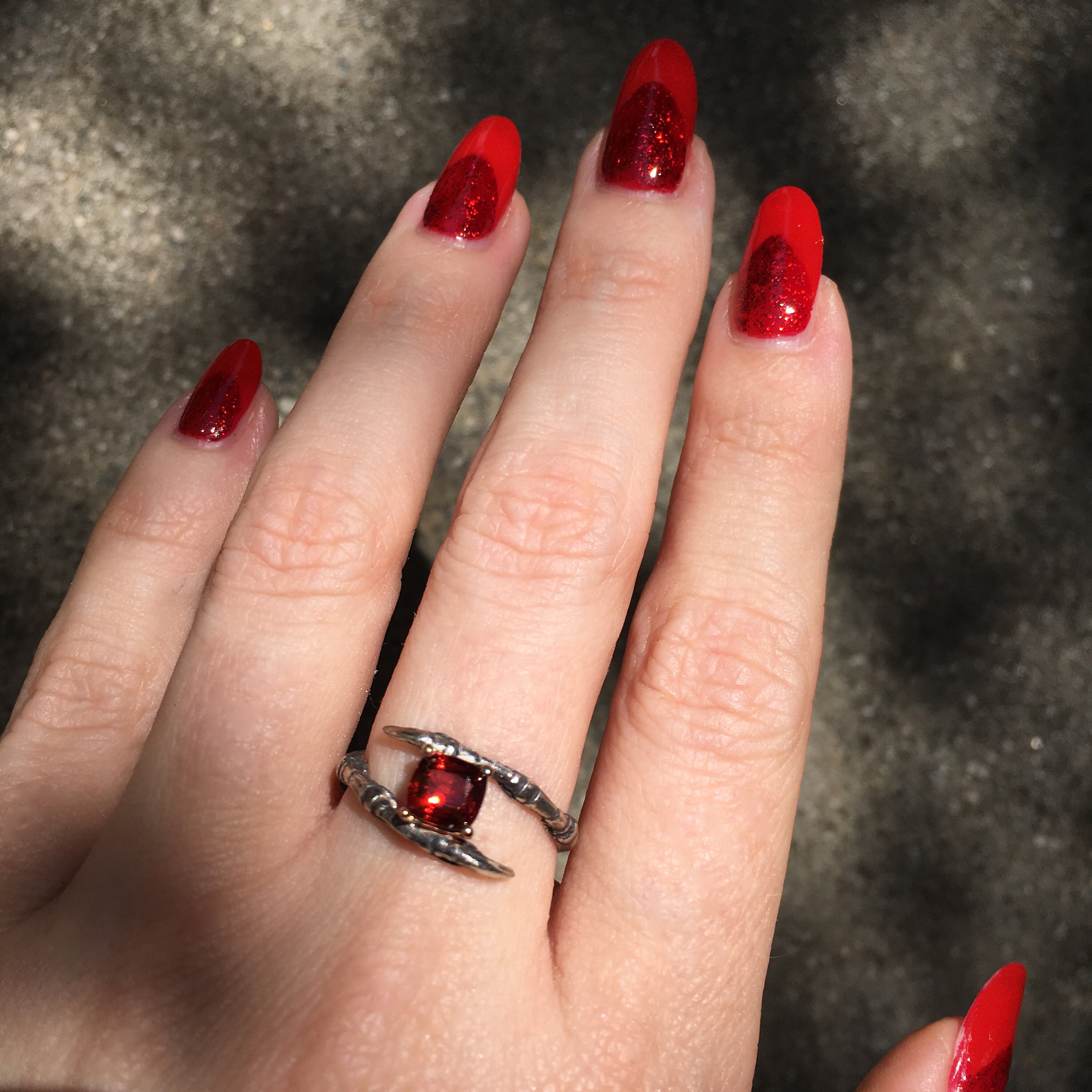 Red Spinel Bird Claw Ring in Oxidized Sterling Silver with 14k | Etsy