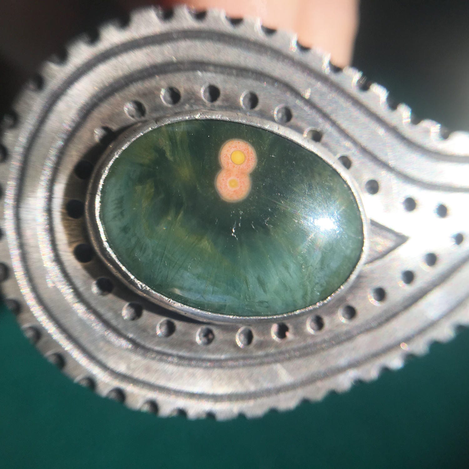Ocean Jasper Paisley Ring Sterling Silver Natural Green Jasper With ...