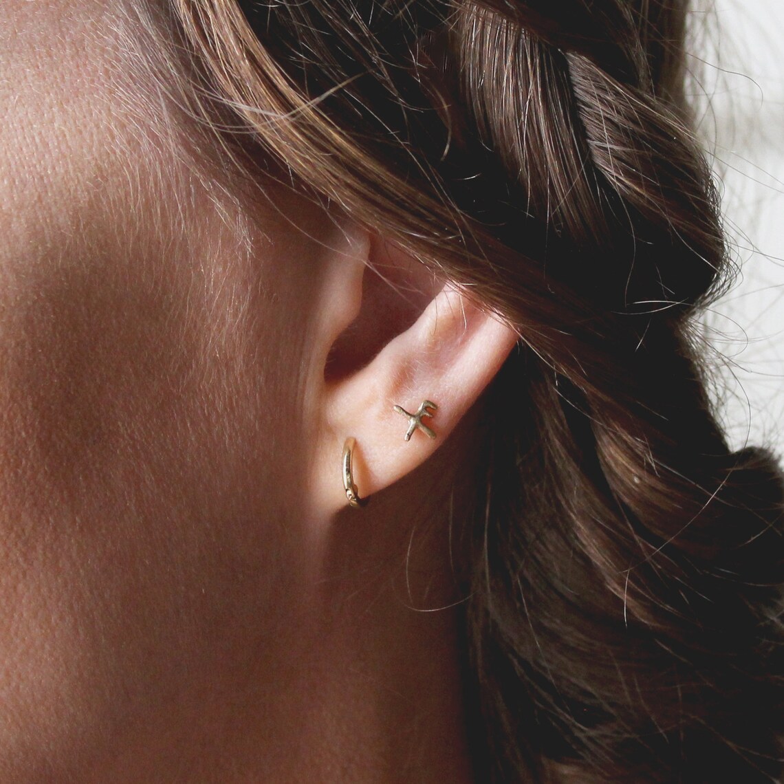 14k Yellow Gold Good Luck Sigil Stud Earring Rune Symbol - Etsy