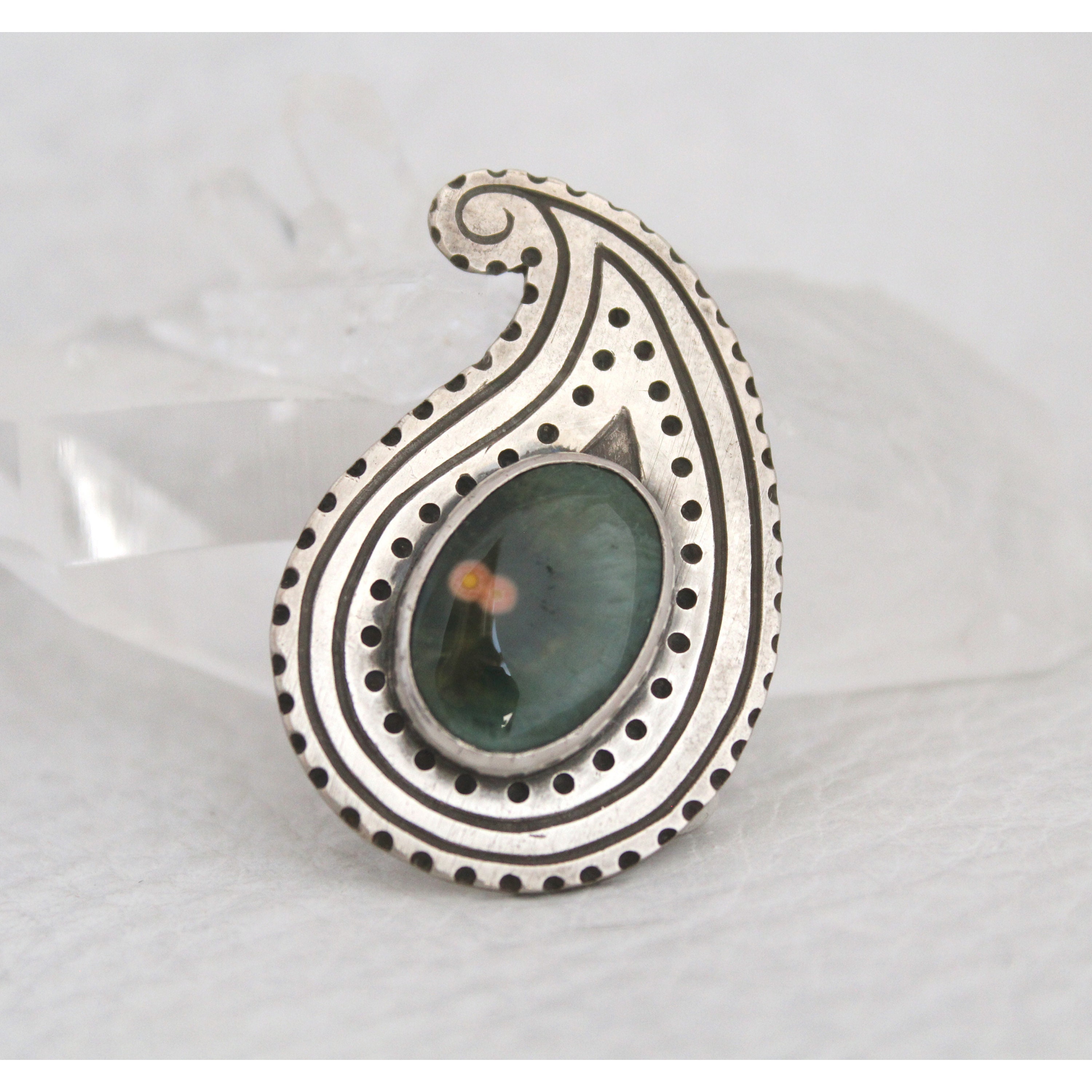 Ocean Jasper Paisley Ring Sterling Silver Natural Green Jasper With ...