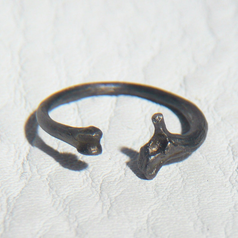 Oxidized Sterling SILVER Adjustable Rat and Snake Bone Ring Silver ...