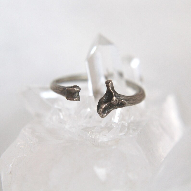 Oxidized Sterling SILVER Adjustable Rat and Snake Bone Ring Silver ...