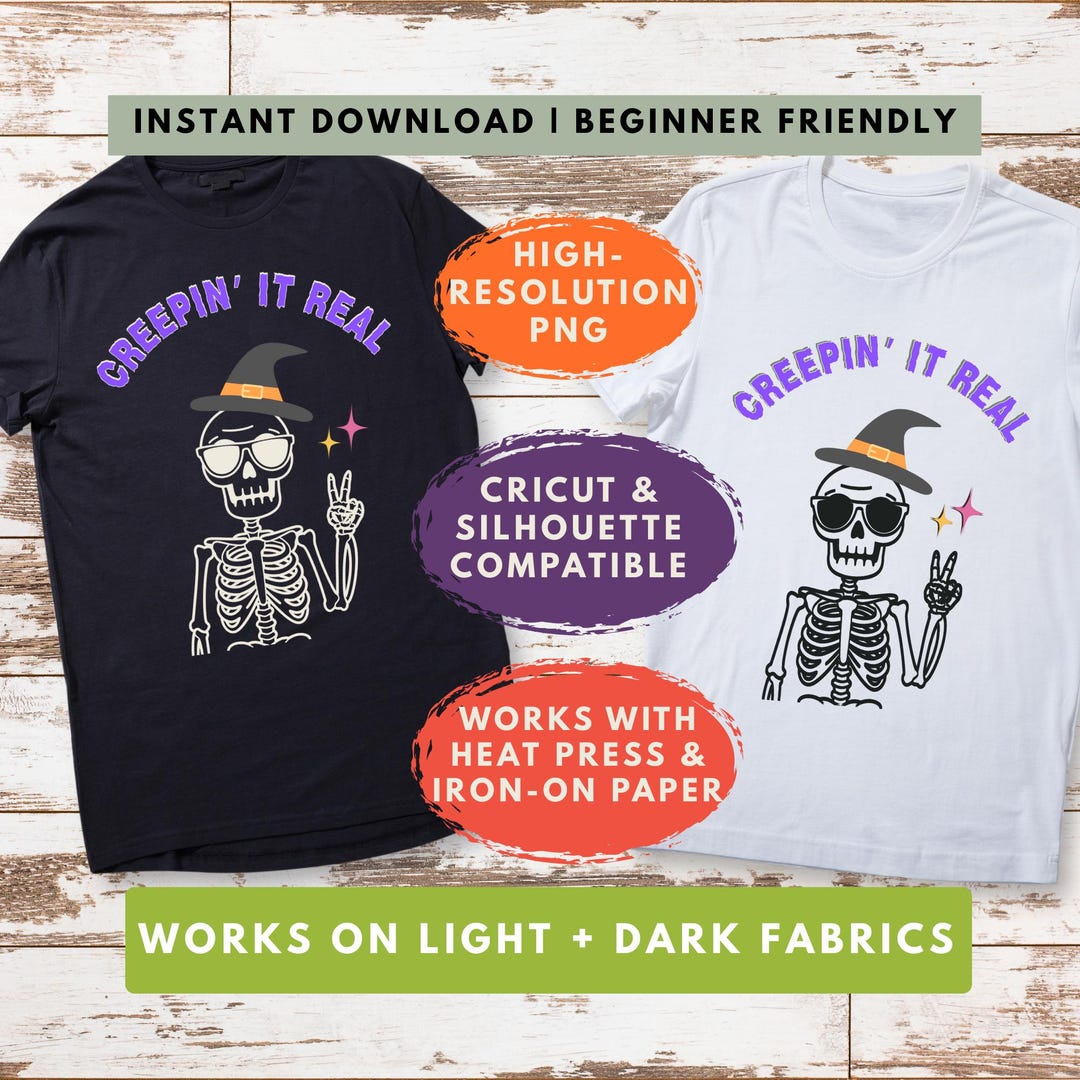 Halloween Skeleton PNG: Creepin' It Real Shirt Design (digital Download ...