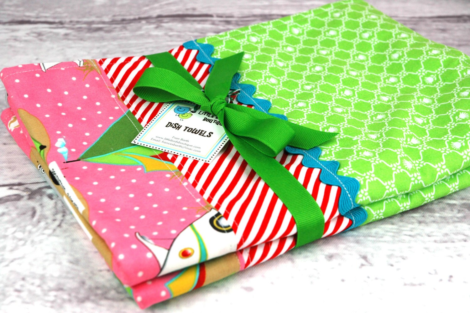 Kitchen Dish Tea Towels Set of Two in Vintage Style Pink - Etsy