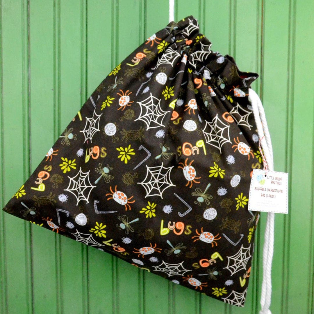 Bag in Bugs Spiders and Spiderwebs, Nature on Dark Brown With Orange ...