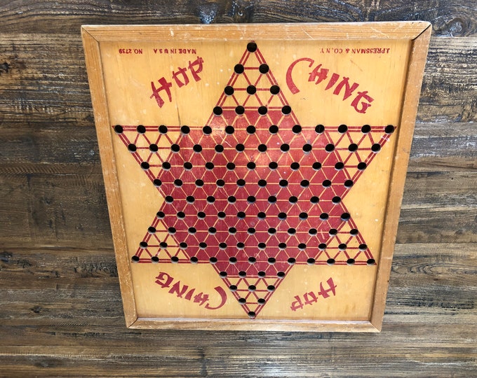 Antique Wooden Board Game, Chinese Checkers, Hop Ching - Etsy