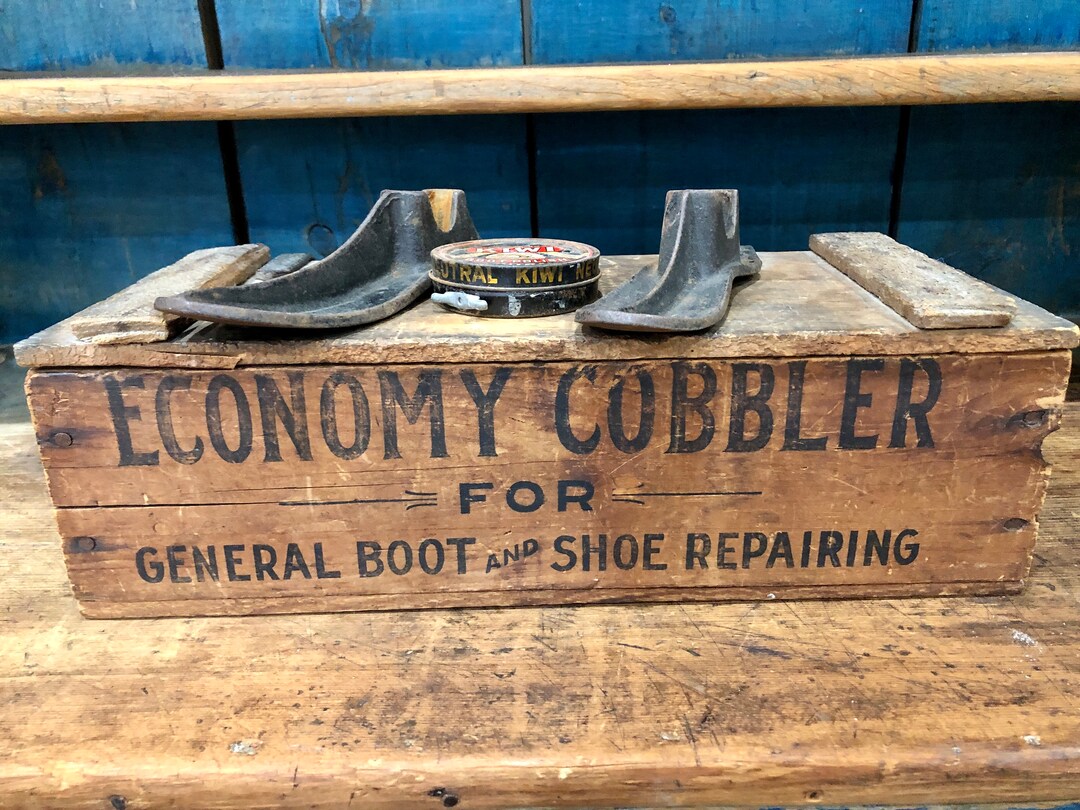 Antique Advertising Box Crate, Economy Cobbler General Boot and Shoe ...
