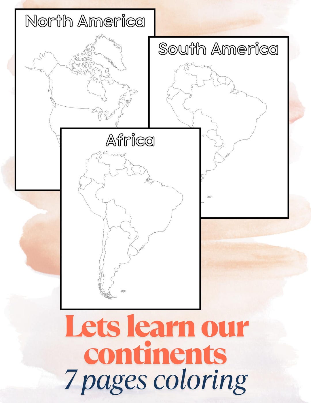 Printable Continent Coloring Activity, Kids School Age Worksheet, World ...