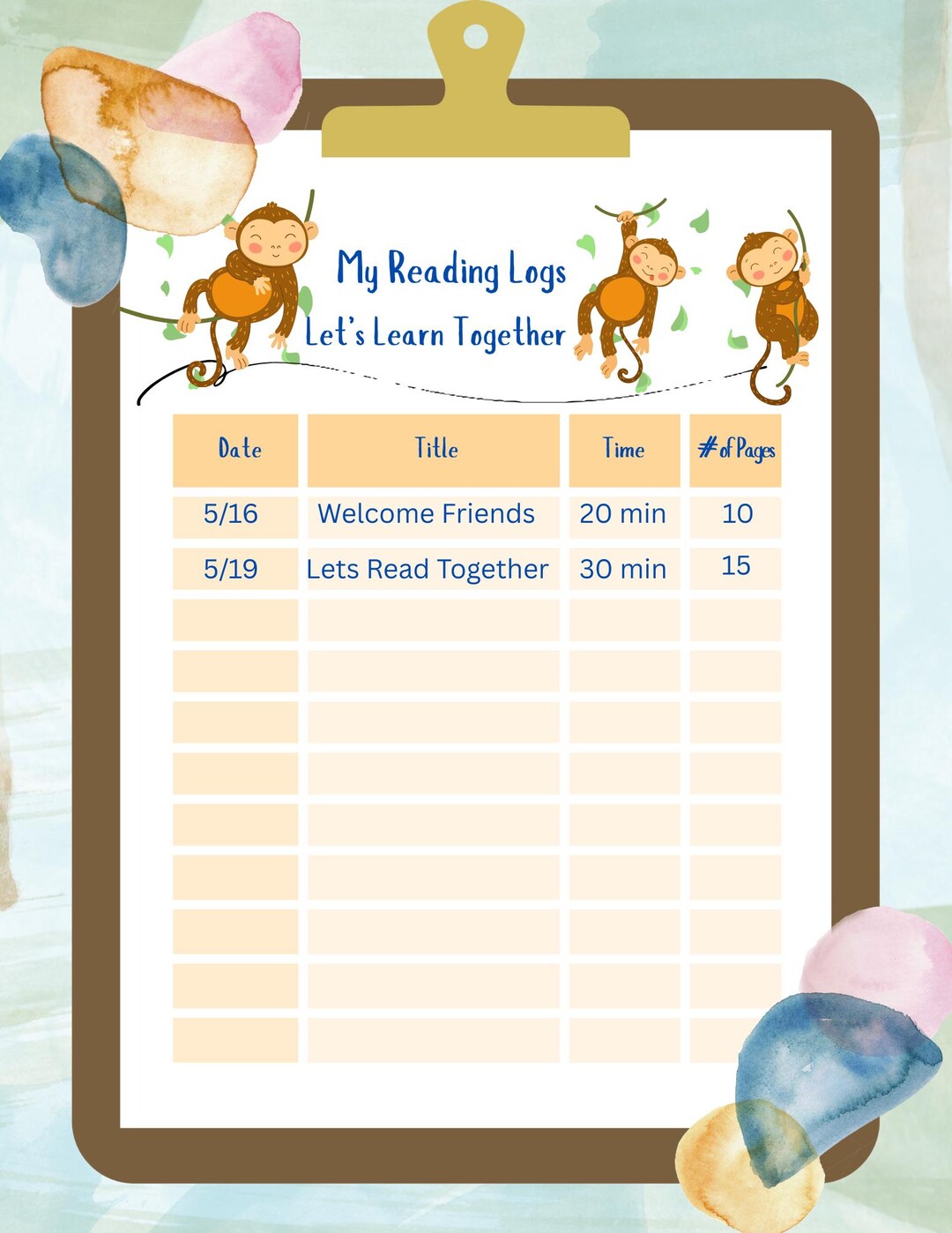 Printable Reading Log, Kids Book Log/tracker, Book Reading Time and ...