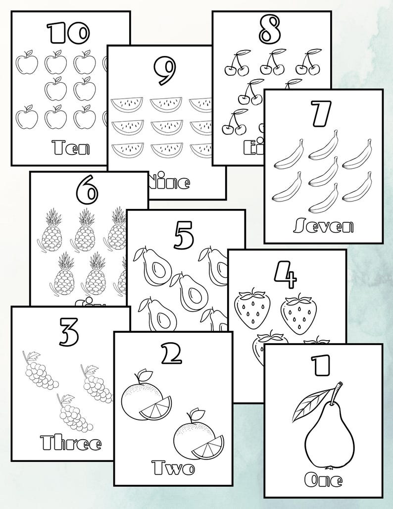 Learning Numbers Worksheet, Coloring Number Book, Fruit Theme Number ...