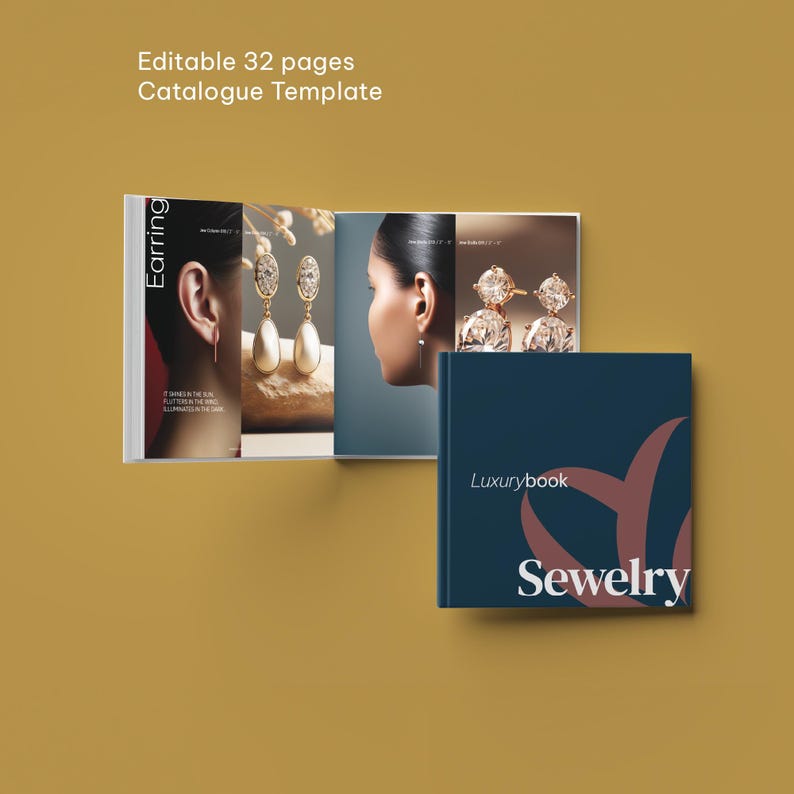 Printable Catalogue Template for Canva, Square Jewelry Product Catalog ...