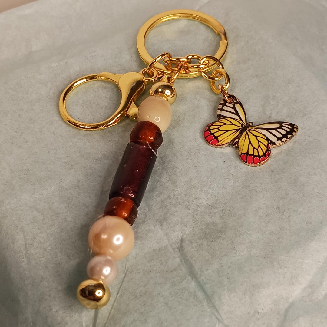 Gold Ring Keychain With Butterfly - Etsy