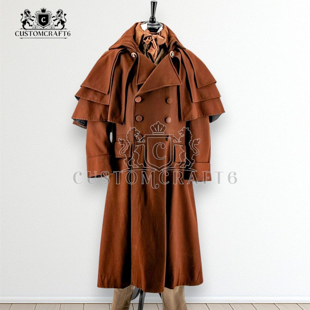 Chocolate Brown Wool Garrick Duster Cape Coat, Regency Unisex - Etsy