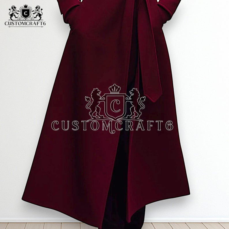Custom Burgundy Velvet Overcoat for Women | Handmade Long Winter Coat ...