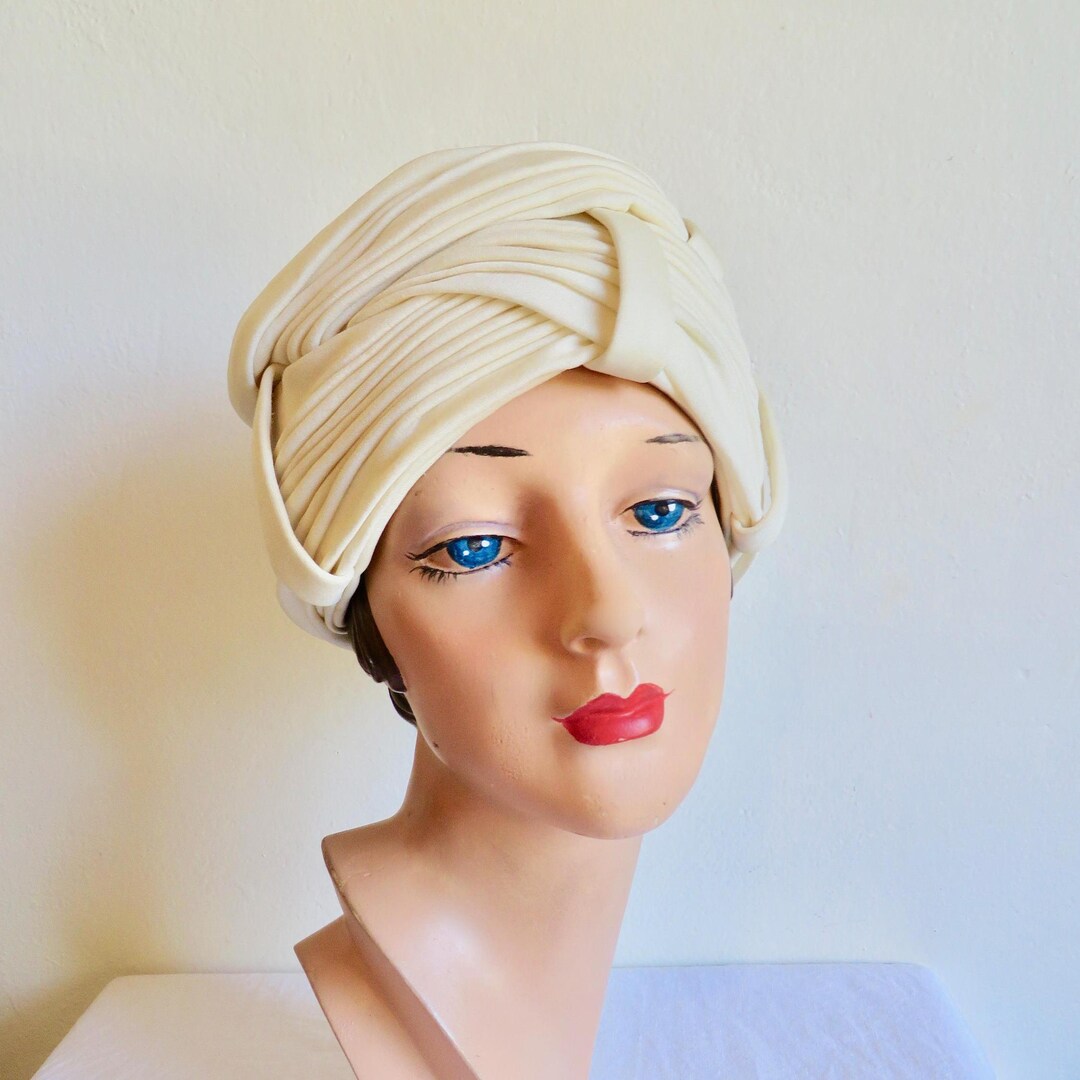 1960's Christian Dior Creamy White Silk Knit Turban Hat Couture ...