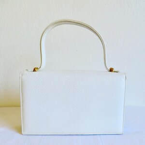 1960's Mod Style Mini White Snakeskin Embossed Leather Structured Purse ...