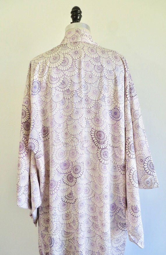 Vintage Japanese Lavender Purple Silk Floral Kimono R… - Gem