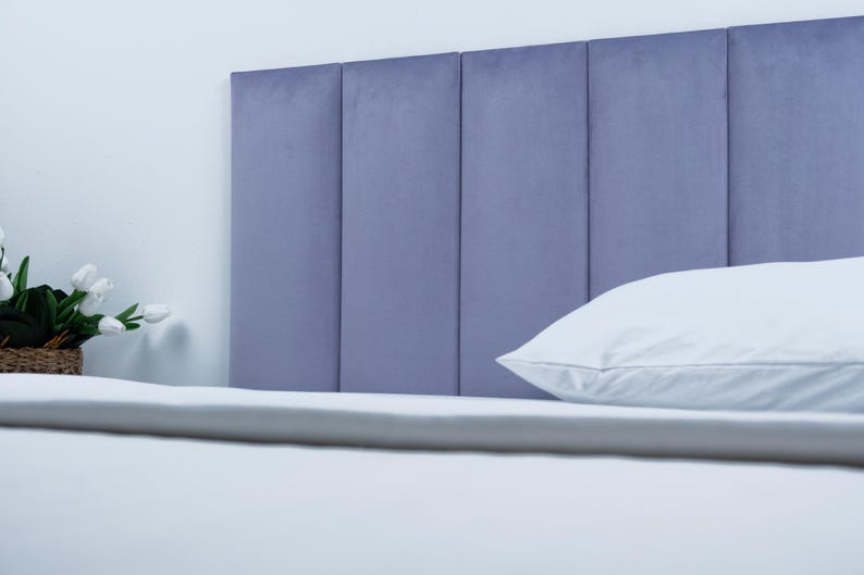 Lavender Velvet Headboard Panel • Wall Mounted Bed Backrest • Handmade ...