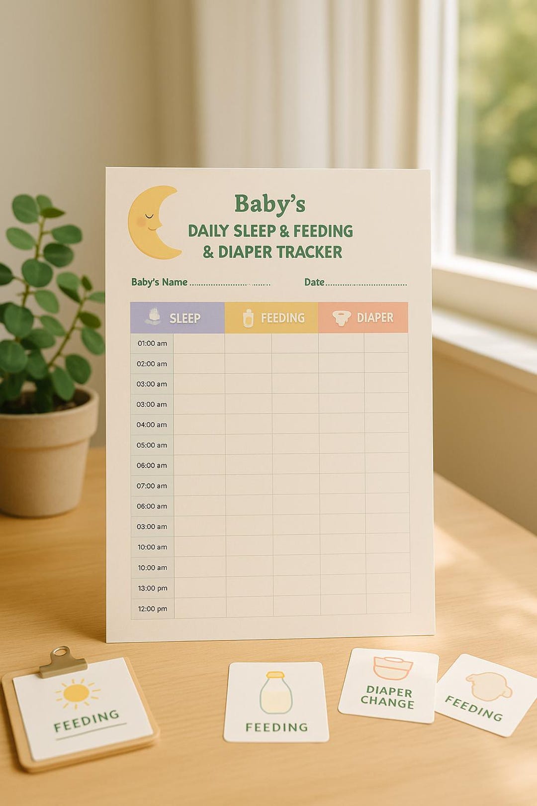 Printable Baby Sleep Feeding Diaper Tracker | Daily Baby Schedule ...