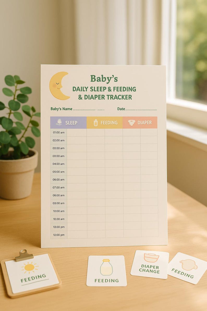 Printable Baby Sleep Feeding Diaper Tracker | Daily Baby Schedule ...