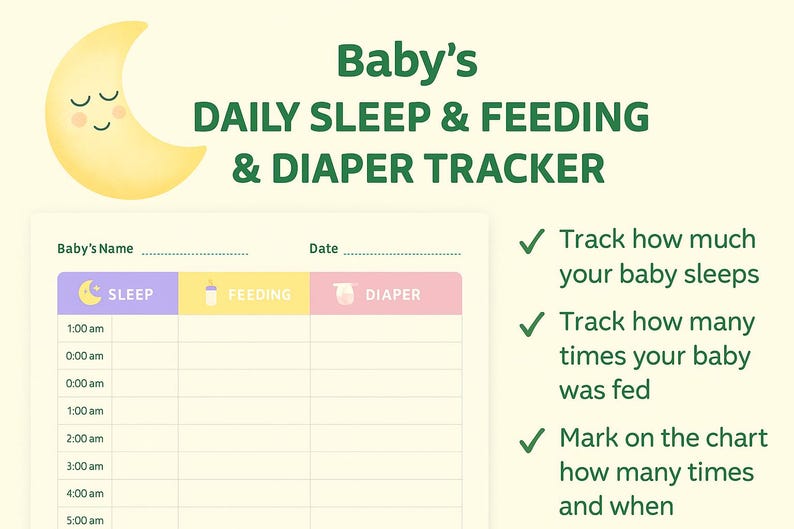 Printable Baby Sleep Feeding Diaper Tracker | Daily Baby Schedule ...