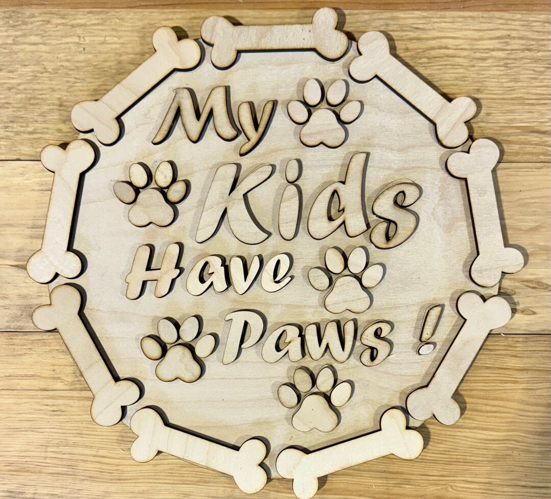 My Kids Have Paws 15” Round Door Hanger DIY Home Decor Kit. - Etsy