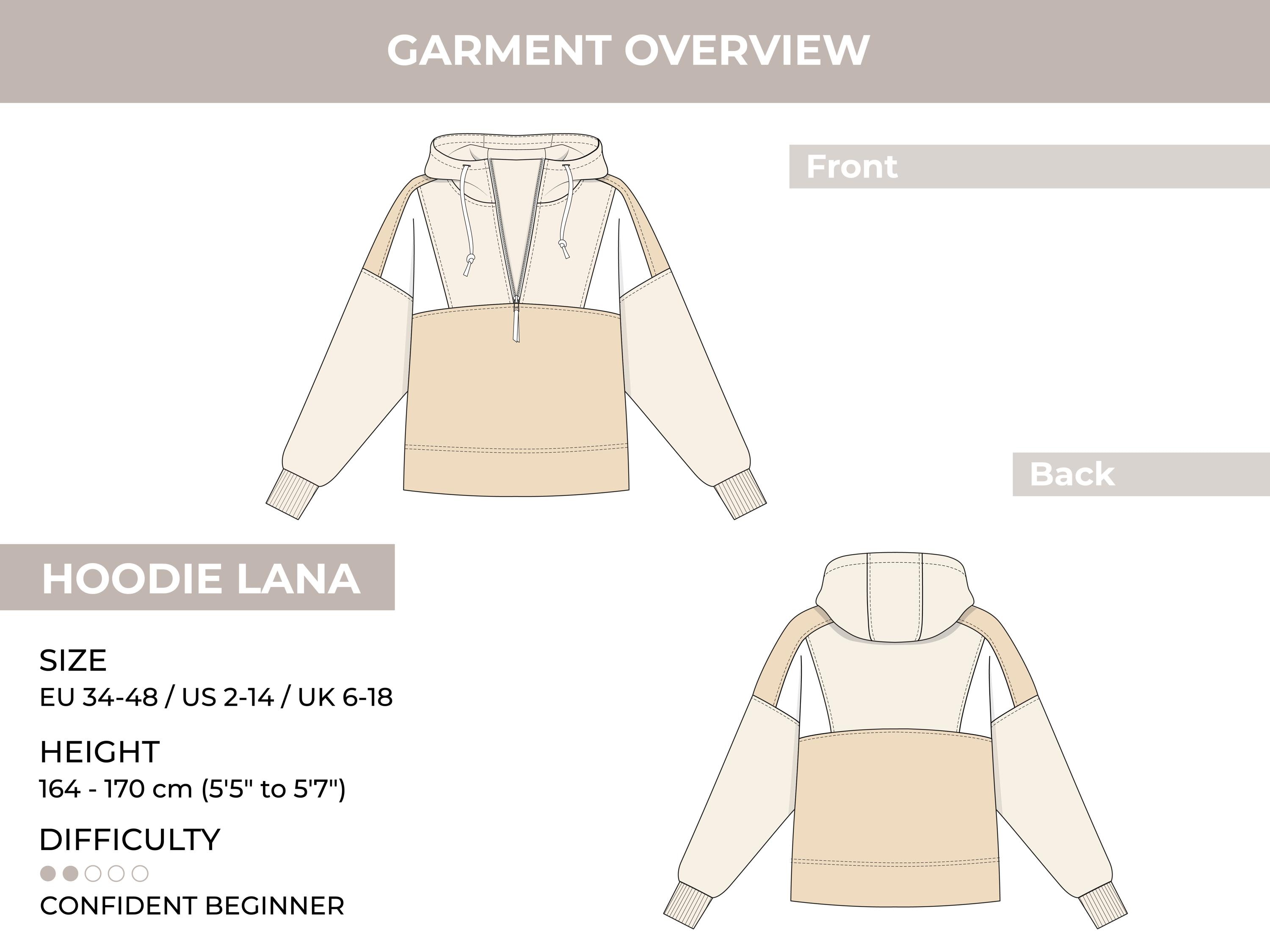 Hoodie Sewing Pattern for Woman | Digital PDF Sewing Pattern+sewing ...